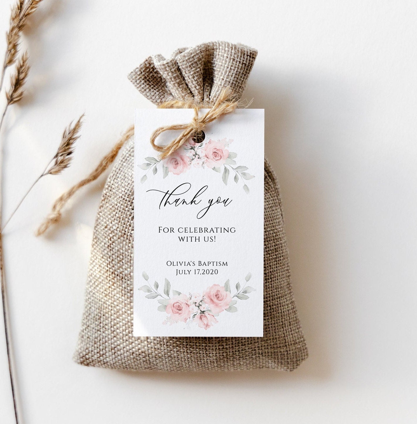 Pink Thank You Favor Tag Template Pink Thank You Instant | Etsy