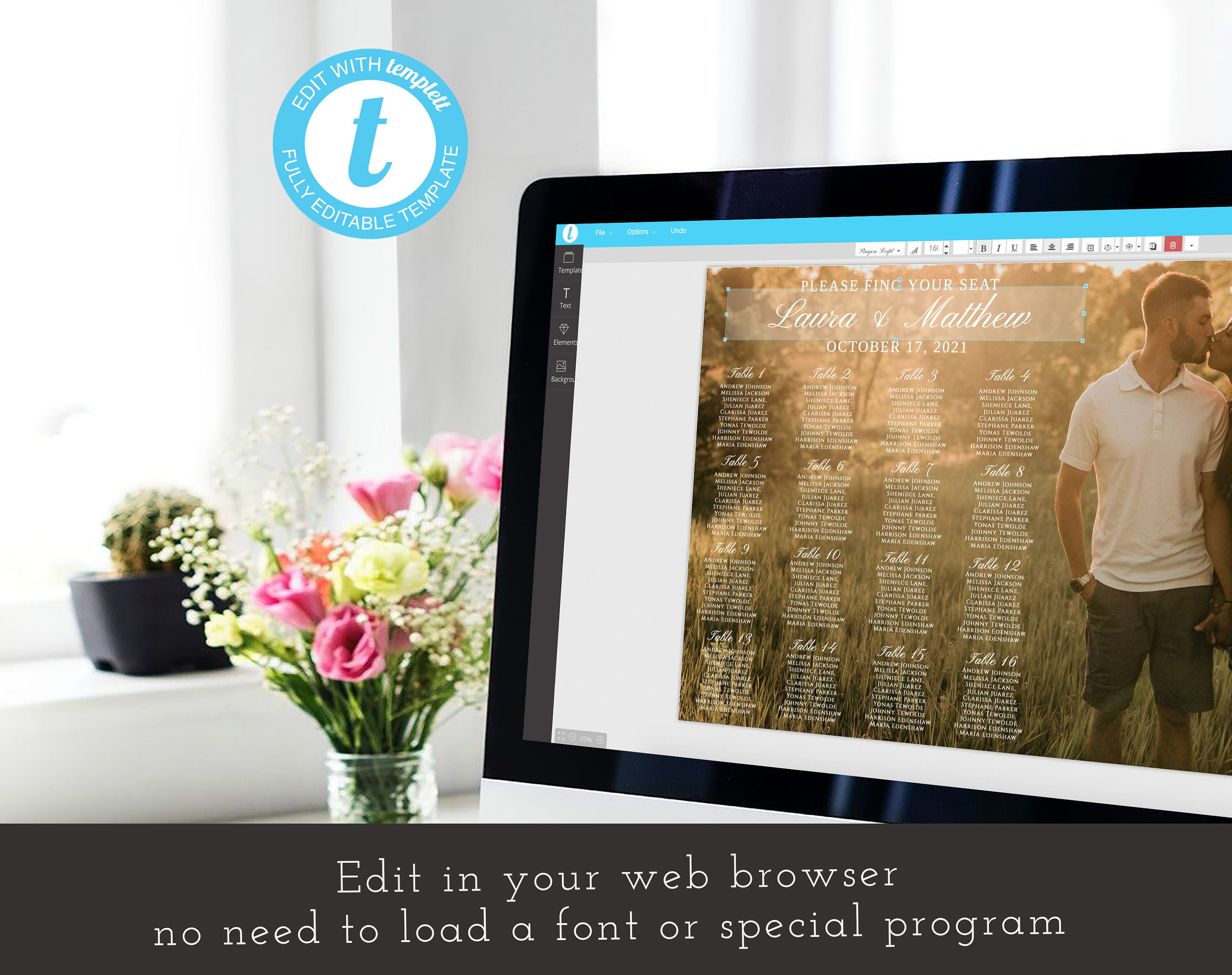 Photo Chart Poster Template Photo Seating Chart Editable - Etsy Canada