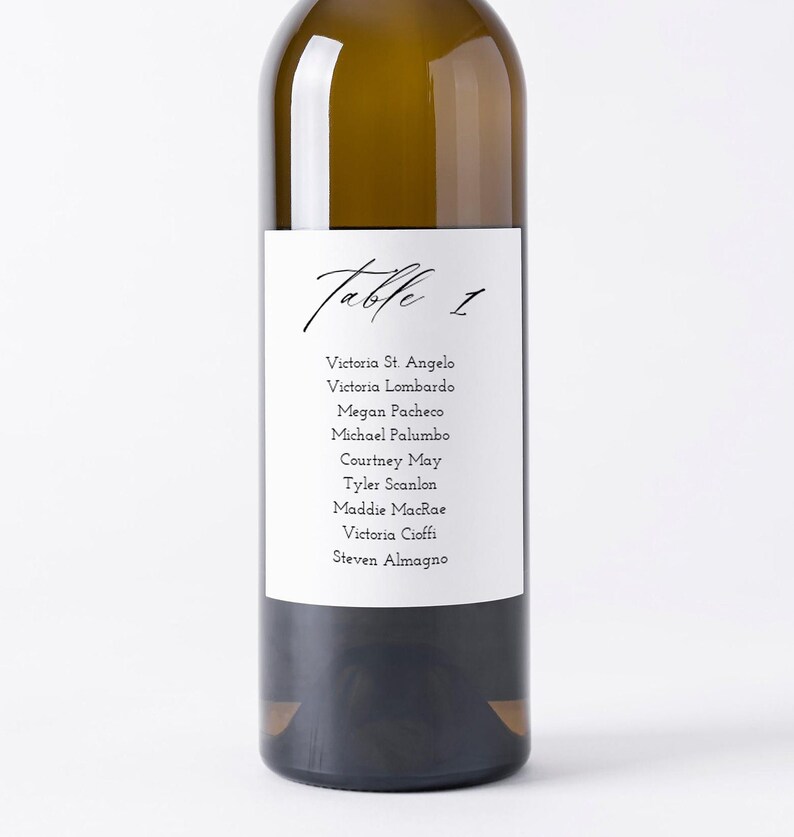 Simple Seating Chart Wine Bottle Labels Wine Label Table | Etsy