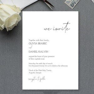 Simple Wedding Invitation Template Set, Clean Wedding Invite, RSVP ...
