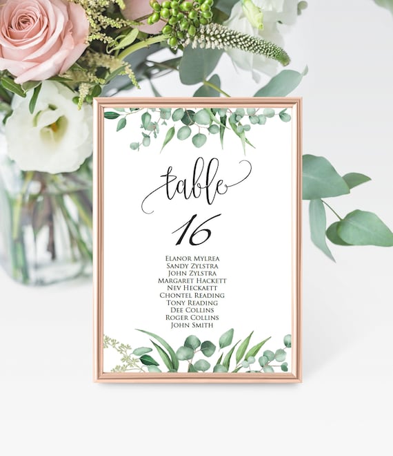 Table Number Template Printable Table Numbersgreenery | Etsy