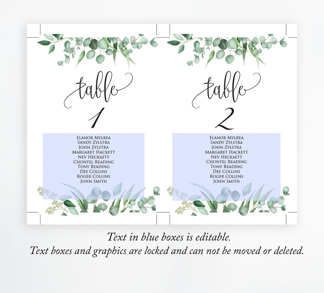 Table number template printable Table NumbersGreenery | Etsy