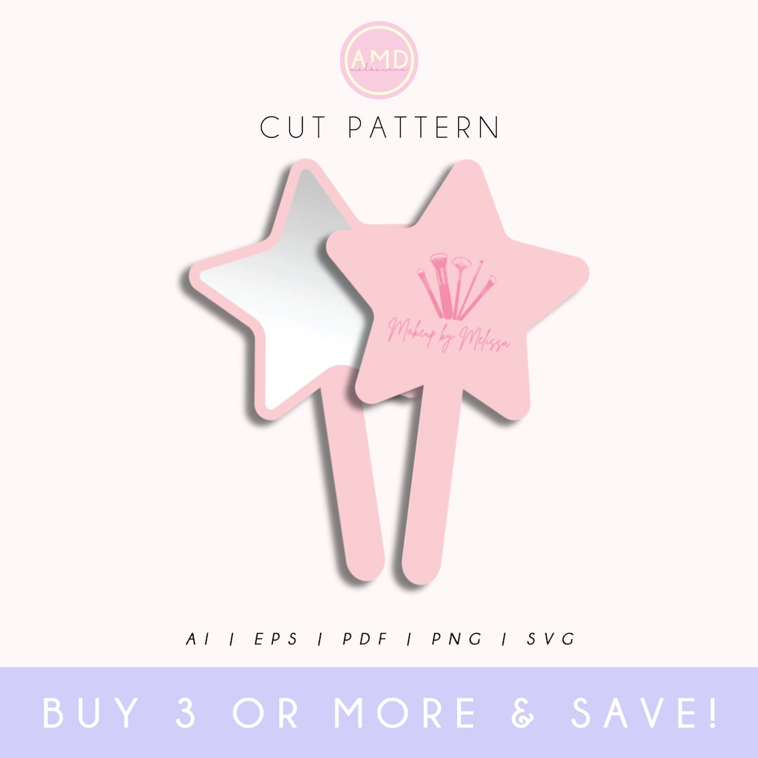 Lash Tech Hand Mirror Star Logo Social Media Laser Cut File Beambox ...