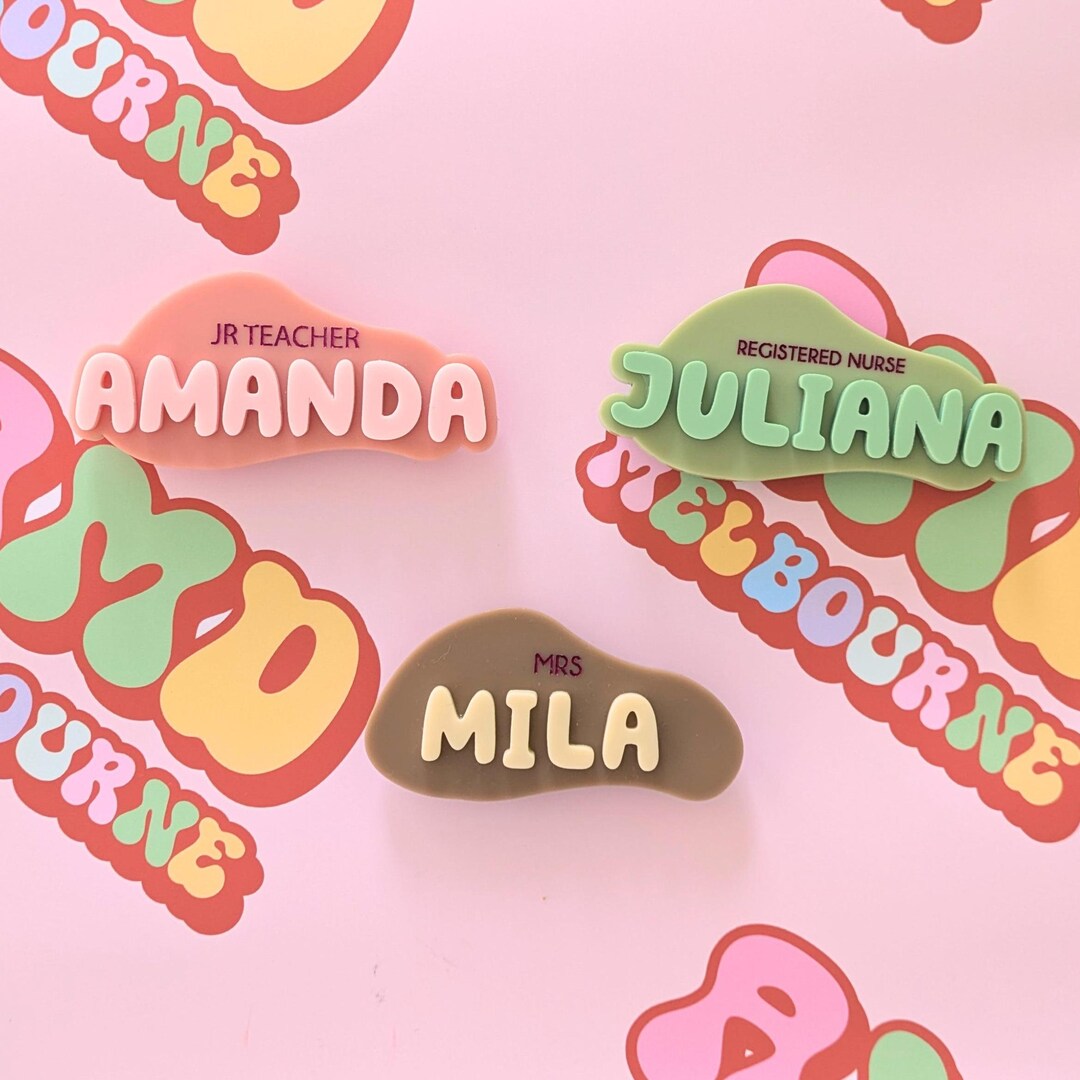Personalised Boho Bubble Letter Name Badge - Teacher, Nurse Work Tag - Etsy