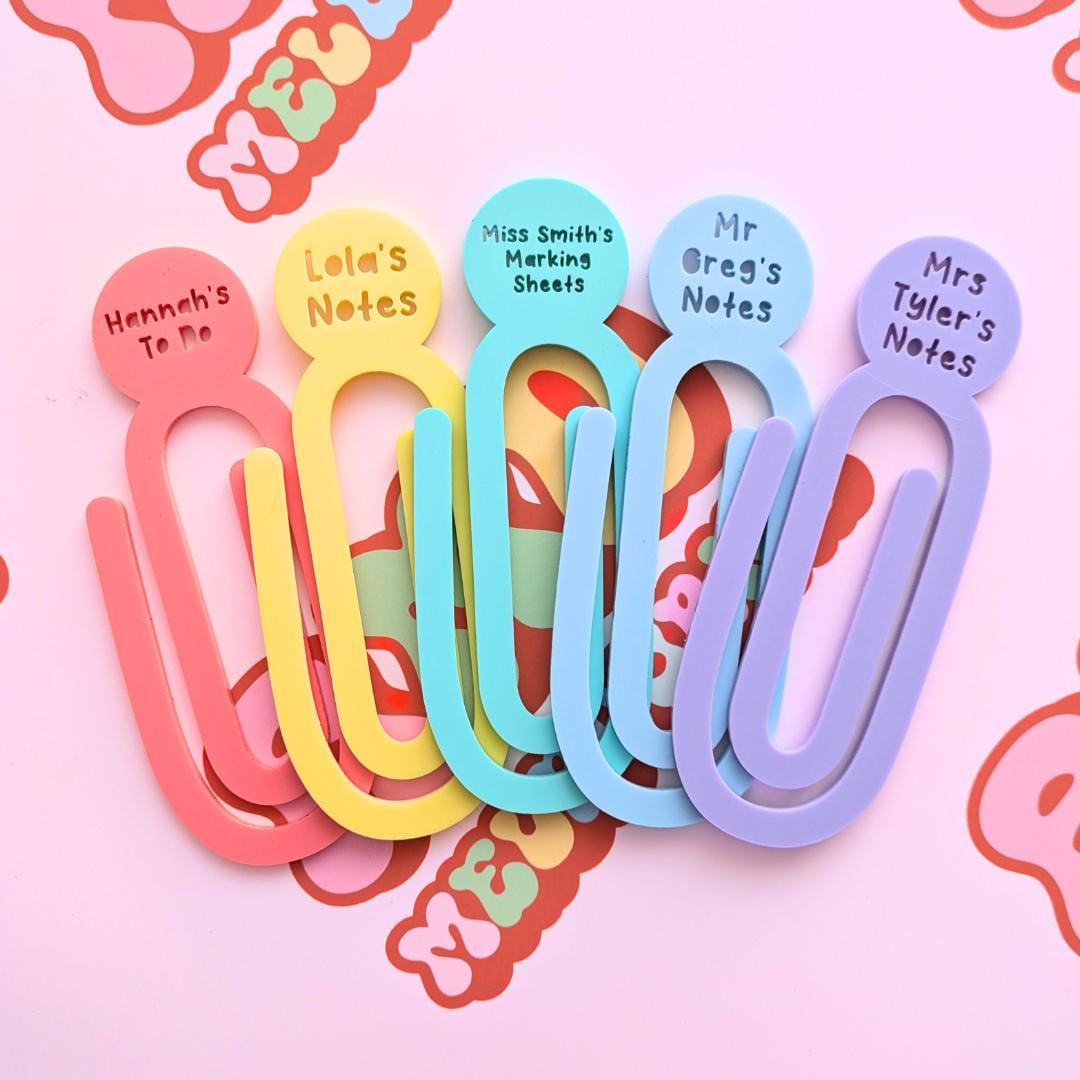 Personalised Jumbo Pastel Paper Clips | Acrylic | Teacher Gifts ...