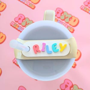 Personalized Bubble Letter Stanley Topper, Pastel Rainbow Nameplate - Etsy