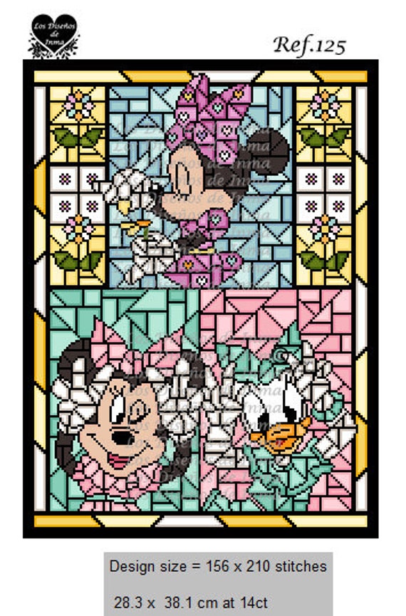 Stained Glass Cross Stitch Pattern PDF minnie - Etsy