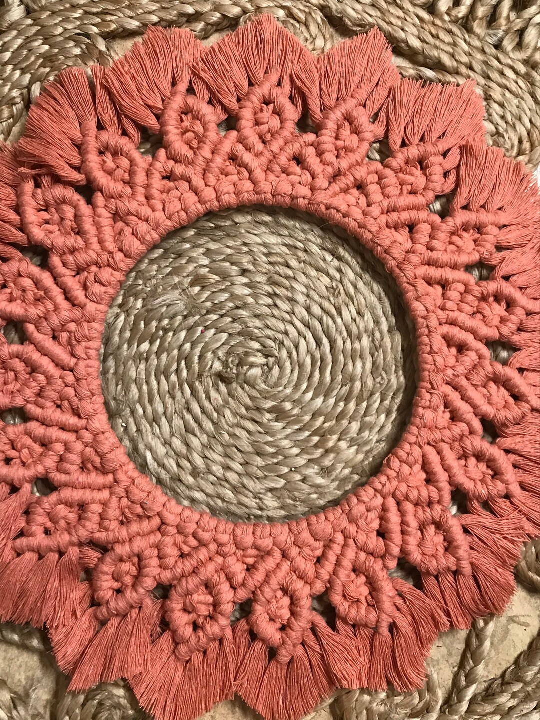 Macrame Mandala Coral // Boho Home Decor // Coastal Living - Etsy