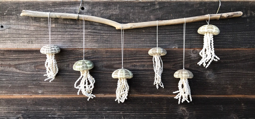 Macrame Jellyfish Ornament | Coastal Macrame Decor With Sea Urchin ...
