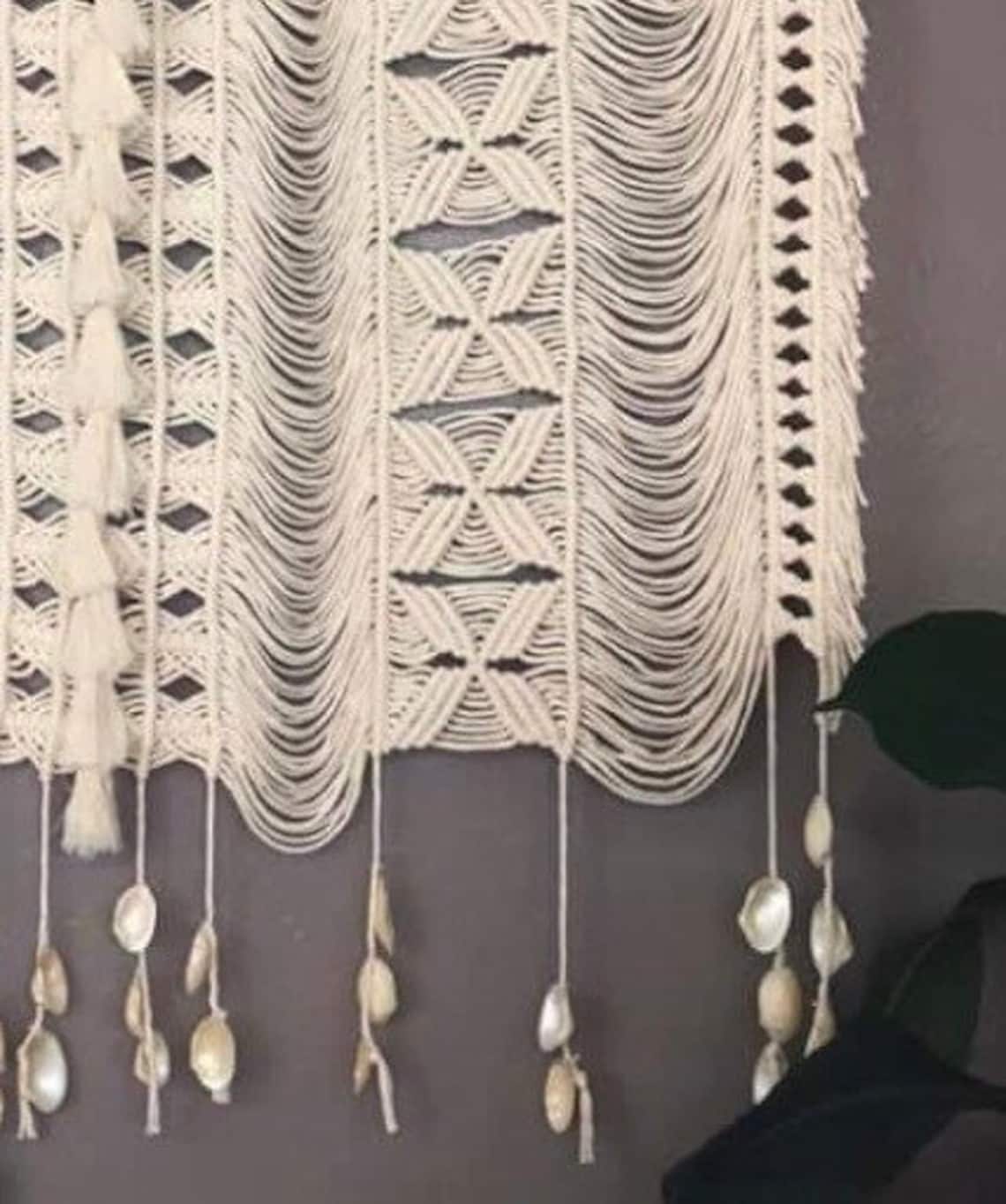 Large Macrame Wall Hanging With Shells/ Bohemian Home Decor/ Boho ...