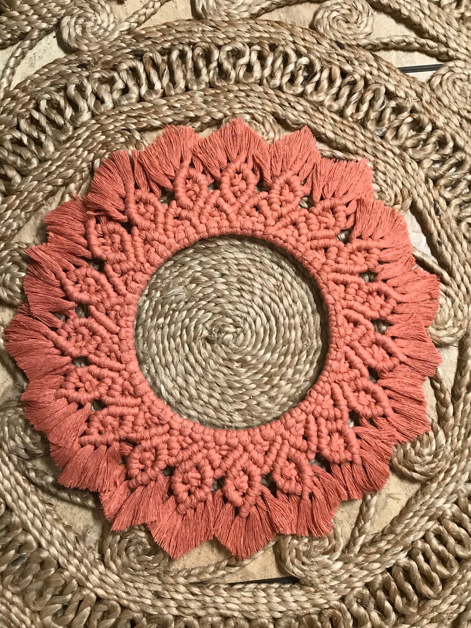 Macrame Mandala Coral // Boho Home Decor // Coastal Living - Etsy