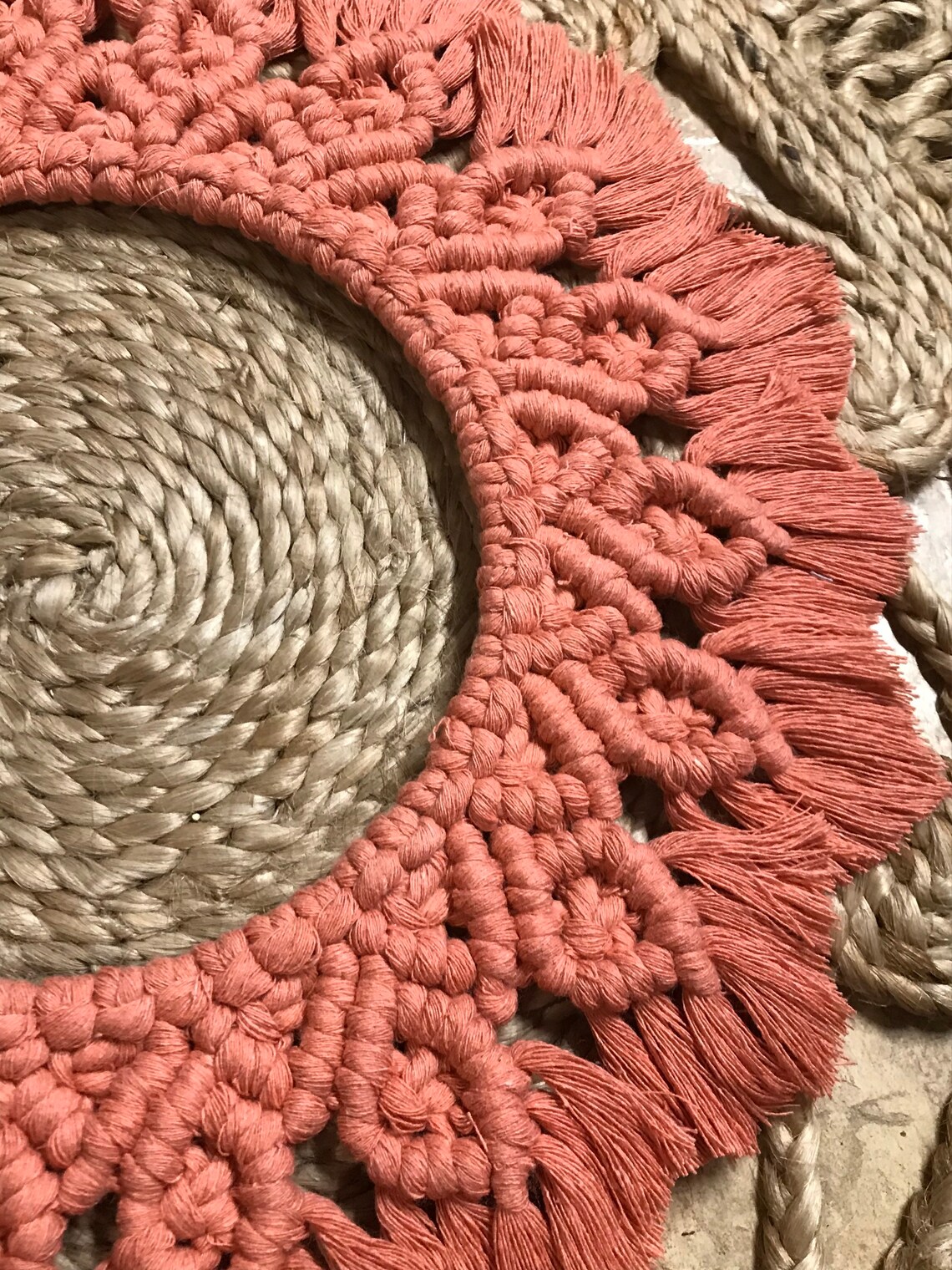 Macrame Mandala Coral // Boho Home Decor // Coastal Living - Etsy