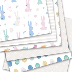 Easter Bloom Digital Paper, Bunny Scrapbook Pages, Pastel Floral ...