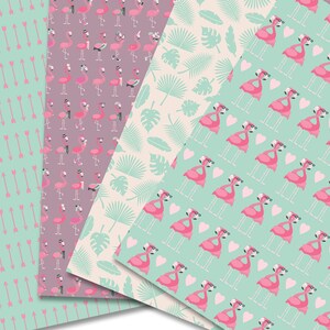 Cool Flamingos Digital Paper Pack. Flamingo Scrapbooking Pages, Summer ...