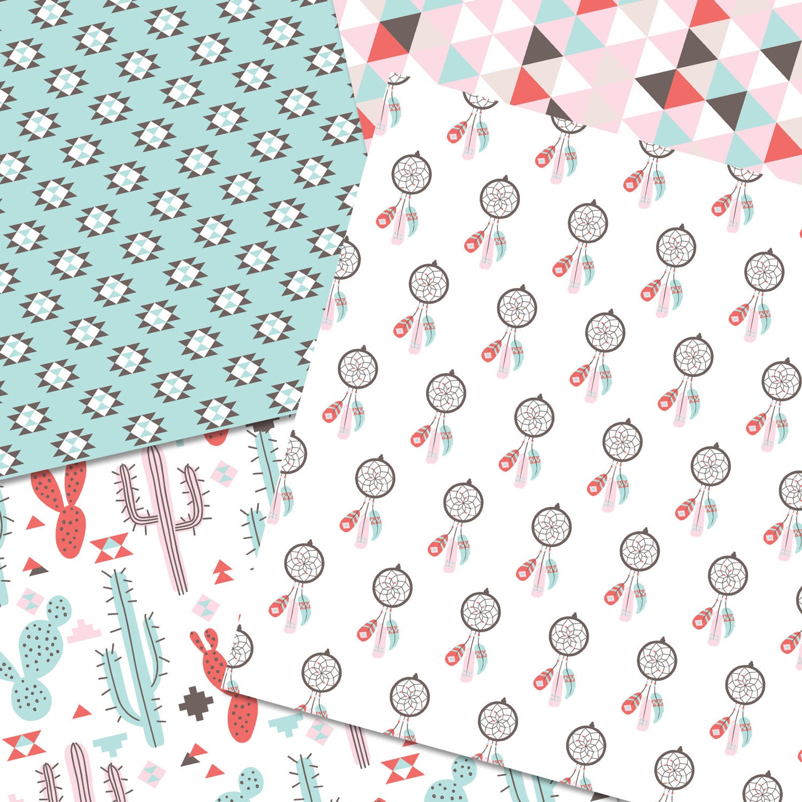 Tribal Digital Paper Pack, Boho Scrapbook Pages, Ethnic Patterns ...