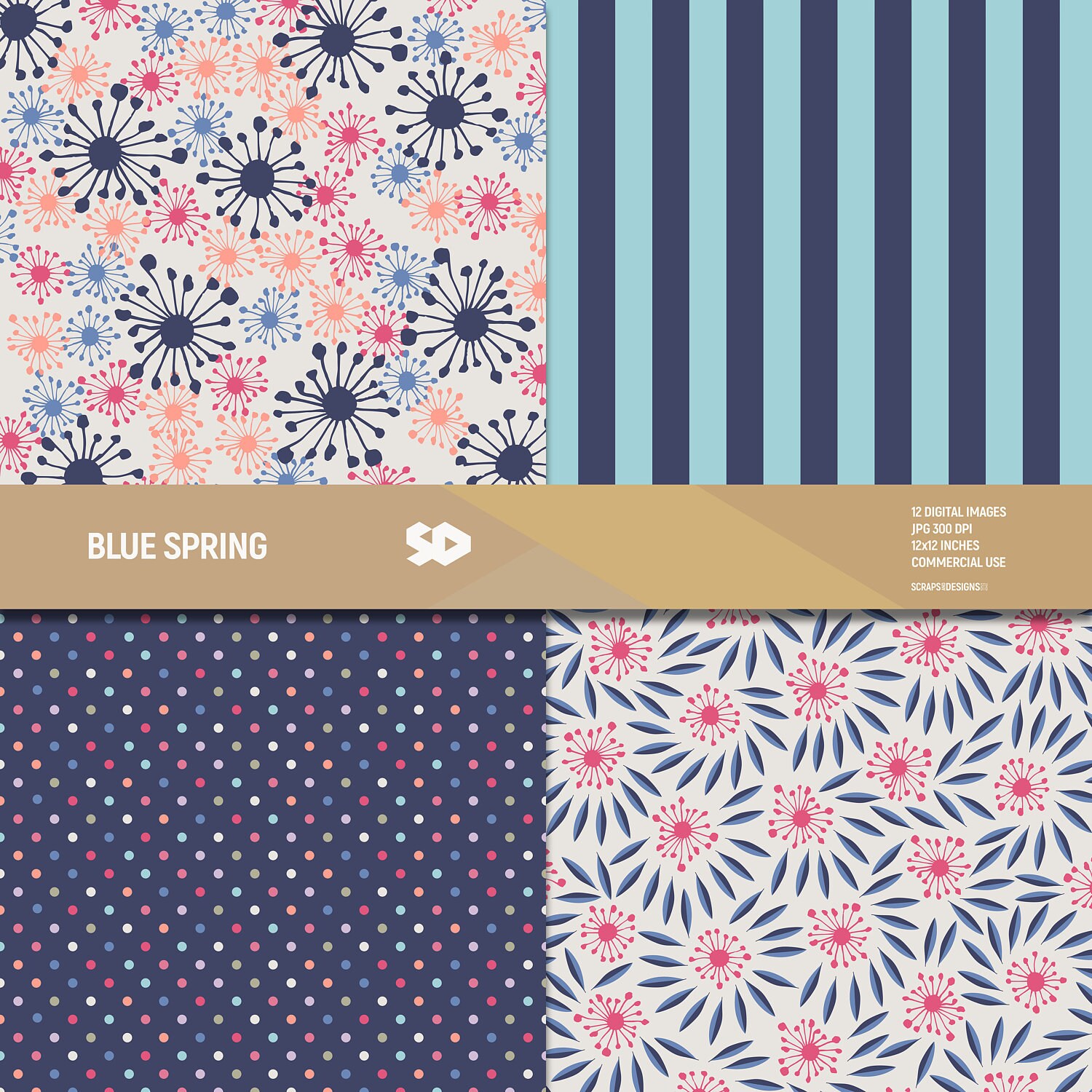 Floral Digital Paper Pack Scrapbook Pages Printable Papers - Etsy