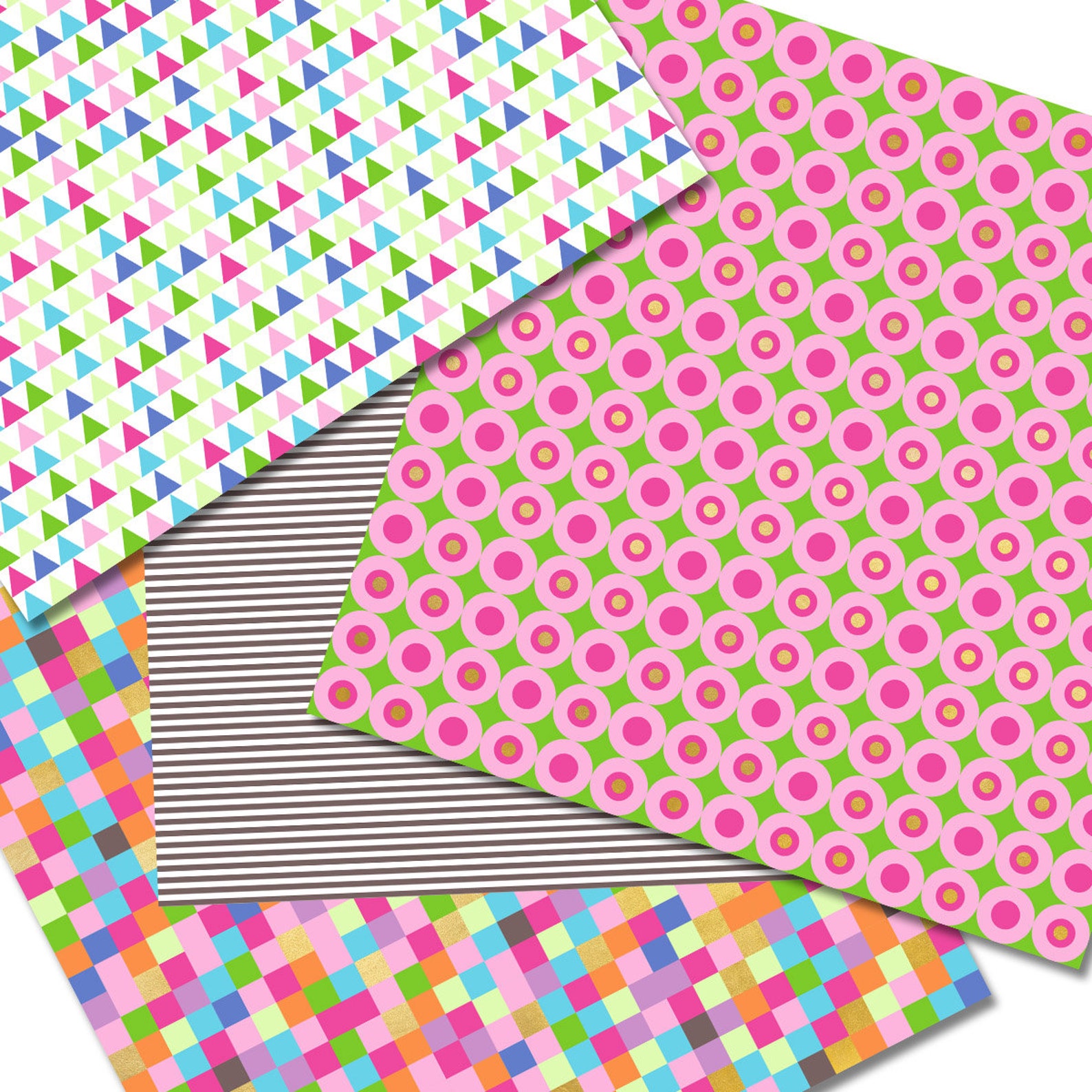 Geometric Fun Digital Paper Pack Abstract Scrapbook Pages - Etsy