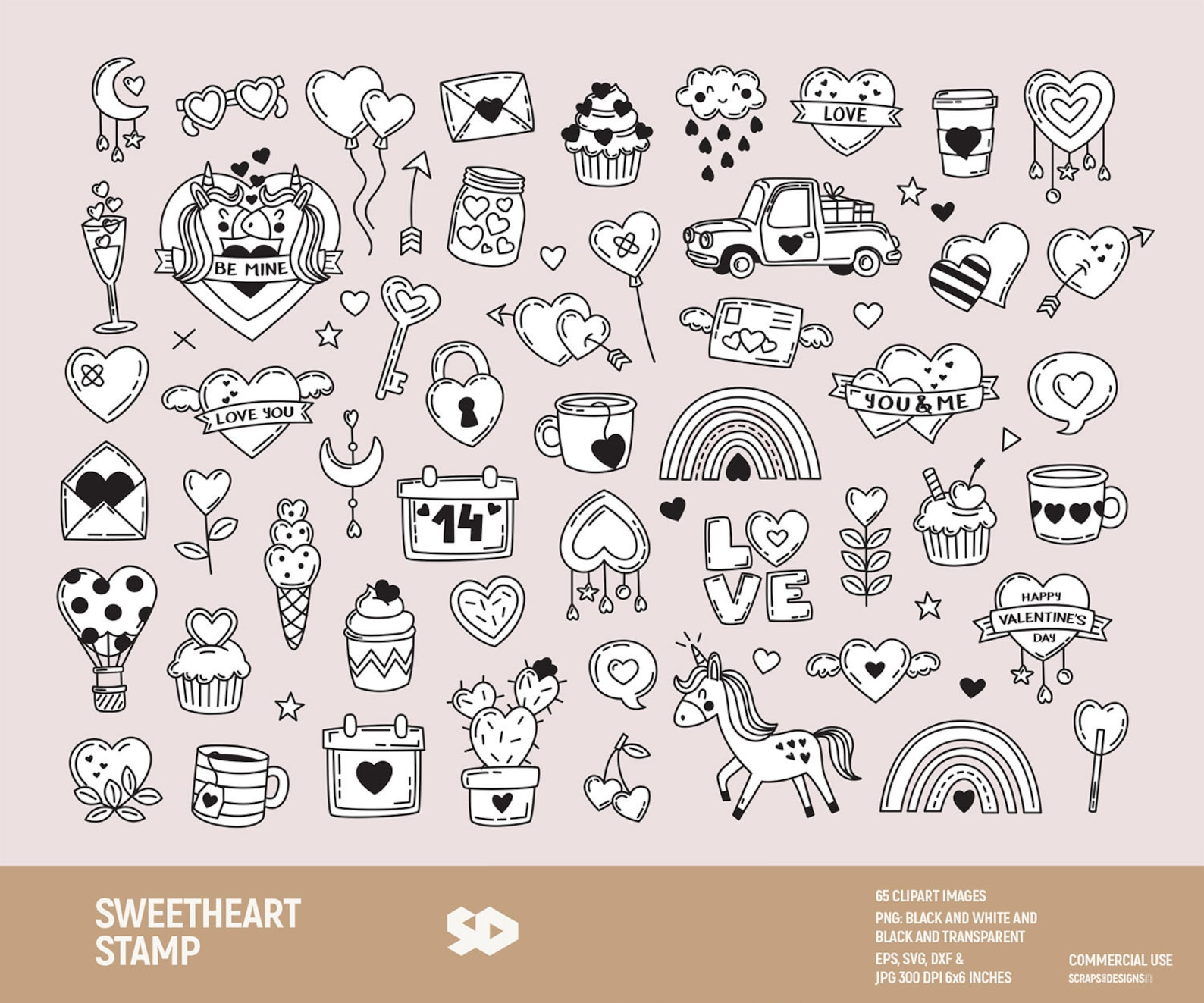 Sweetheart Clipart Bundle Valentine Clip Art Love Romantic - Etsy