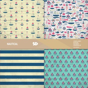 Nautical Digital Scrapbooking Paper Pack Sea Paper Set Navy - Etsy