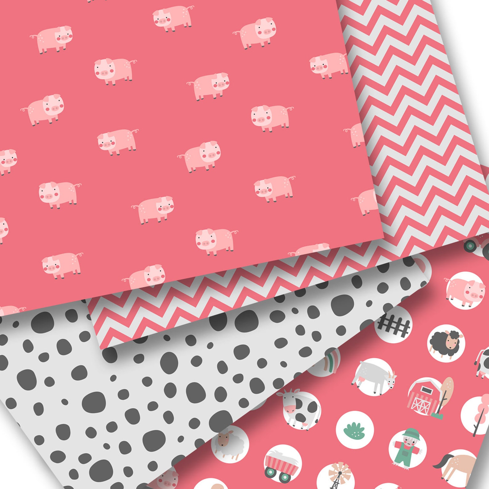 Farm Life Digital Paper Pack Animals Scrapbook Pages Nursery - Etsy