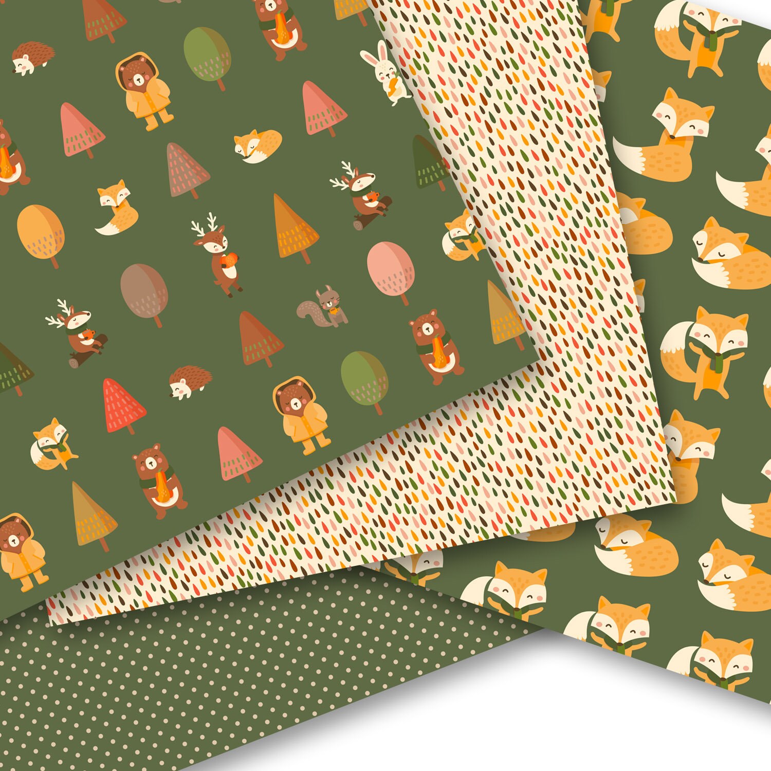 Hello Autumn Digital Paper. Fall Animals Scrapbooking Pages. - Etsy