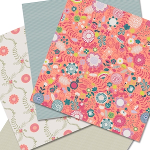 Colorful Blossom Digital Paper Pack, Floral Scrapbook Pages, Flower ...