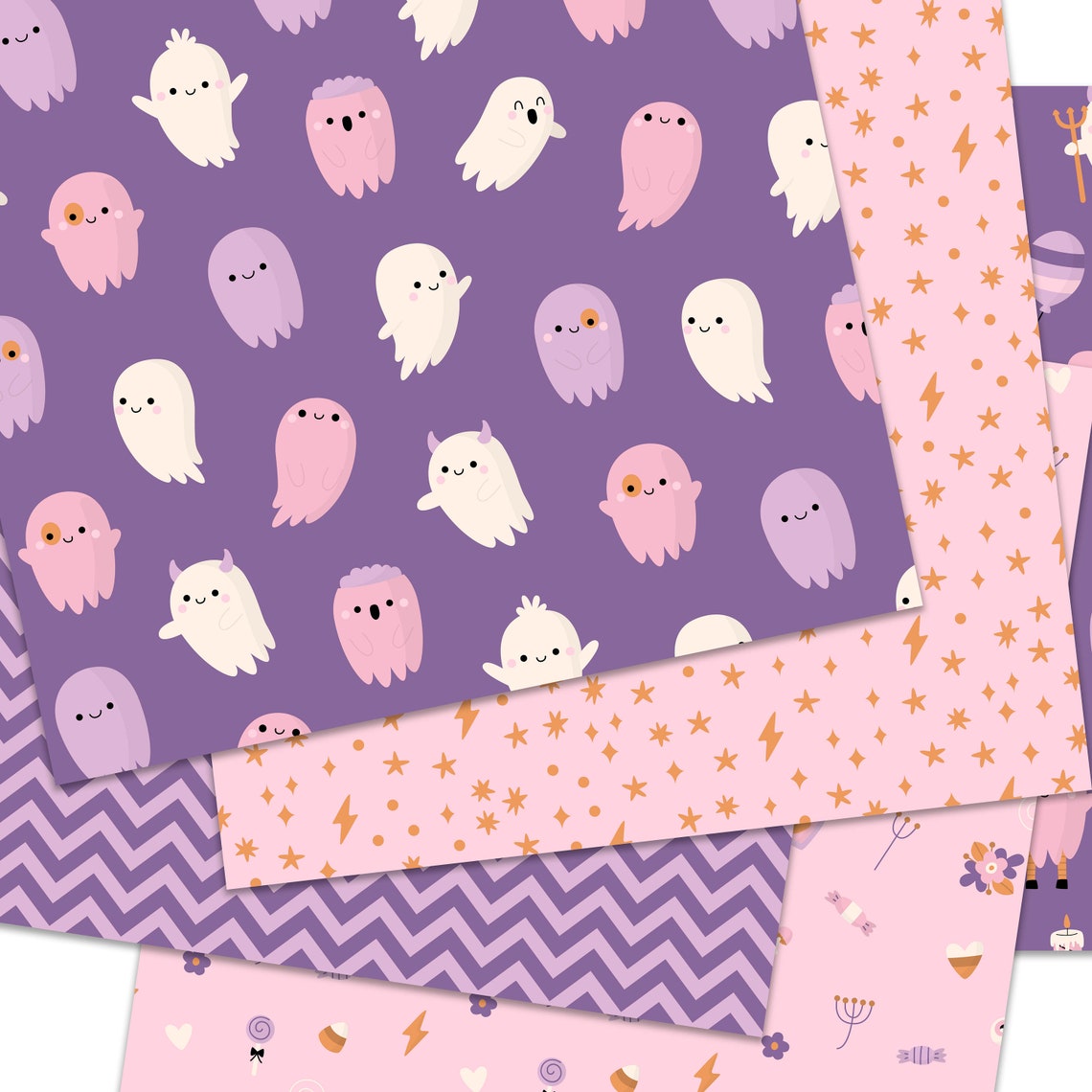 Lovely Halloween Digital Paper. Ghost Scrapbooking Pages, Autumn ...