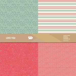 Love You Digital Paper Pack, Valentine Scrapbook Pages, Patterns ...