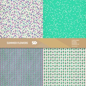 Summer Flowers Digital Paper Pack. Floral Scrapbooking Pages, Summer ...