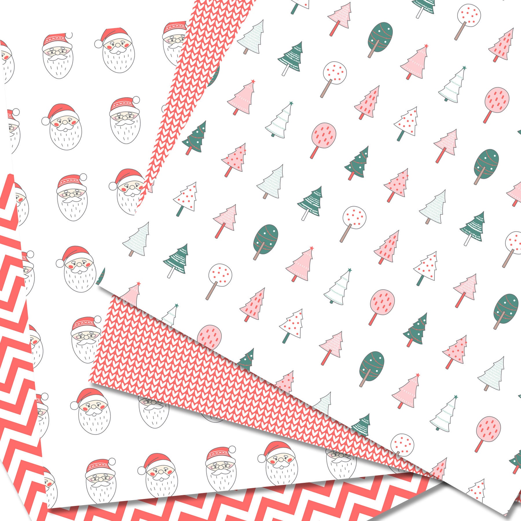 Warm Christmas Digital Paper Santa Scrapbook Pages Christmas | Etsy