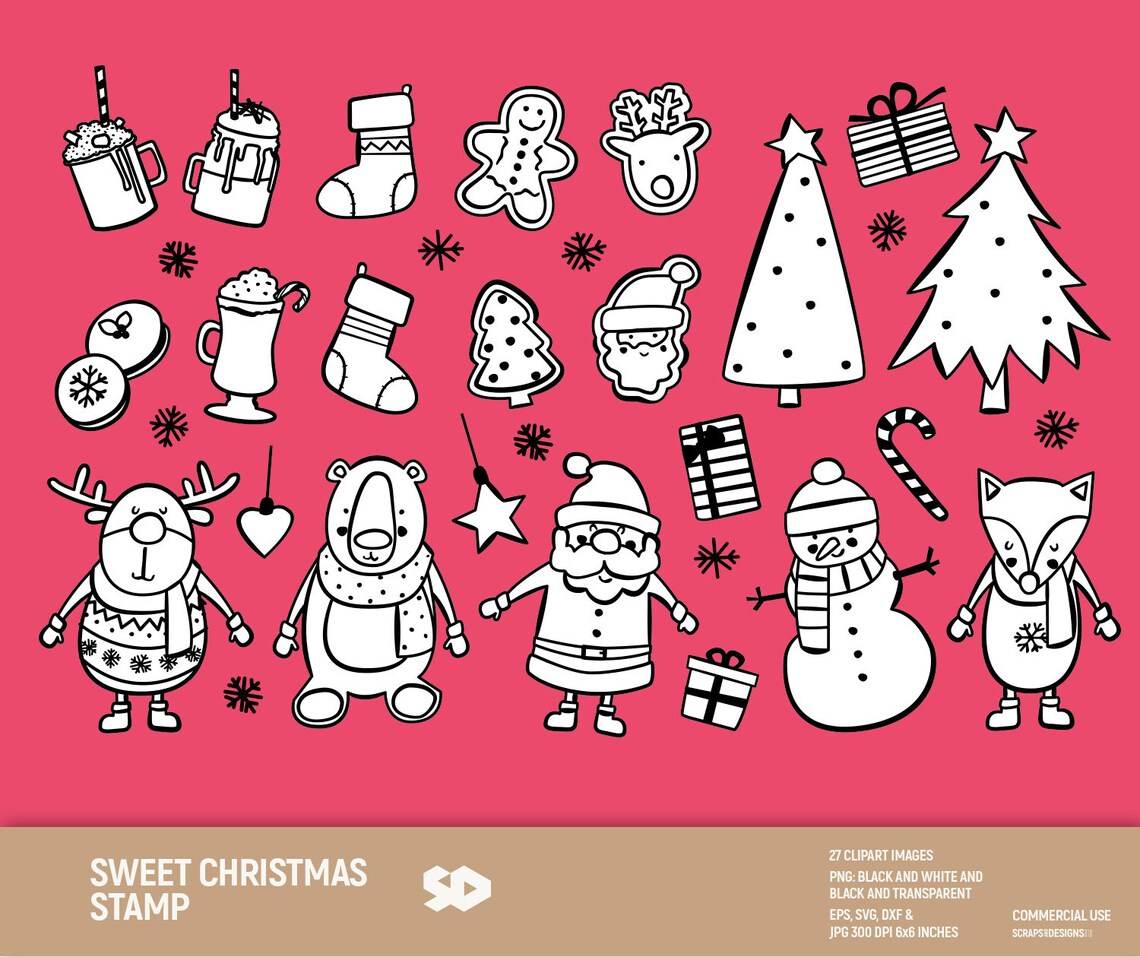 Christmas Clipart Bundle Holiday Clipart Xmas Digital Stamp - Etsy