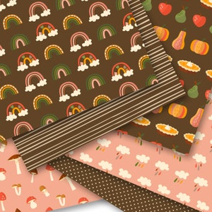 Hello Autumn Digital Paper. Fall Animals Scrapbooking Pages. Pumpkin ...