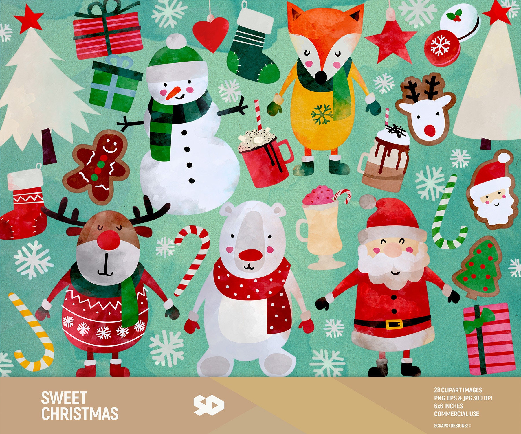 Christmas Clipart Holiday Clipart Candy Christmas Clip Art | Etsy