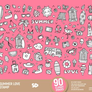 Summer Love Clipart Bundle, Travel Holidays Clip Art, Tropical Beach ...