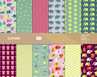 Baby Elephants Digital Paper Pack - Etsy