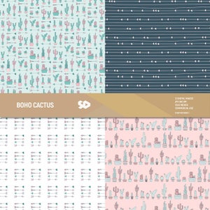 Boho Cactus Digital Paper Pack. Cactus Scrapbooking Pages, Desert ...