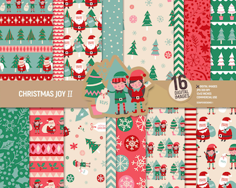 Winter Christmas Digital Paper Santa Scrapbook Pages | Etsy