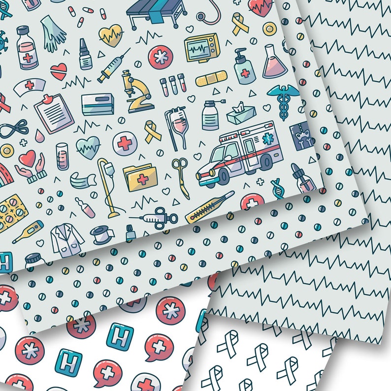 Medical Digital Paper. Doctor Nurse Scrapbooking Pages. Medicine ...