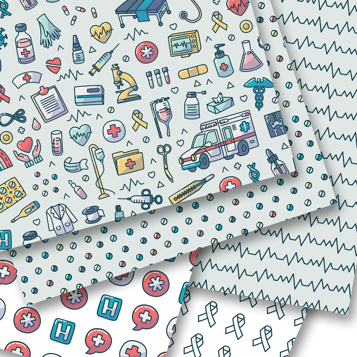 Medical Digital Paper. Doctor Nurse Scrapbooking Pages. Medicine ...