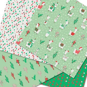Christmas Llama Digital Paper Pack, Cactus Scrapbook Pages, Alpaca ...