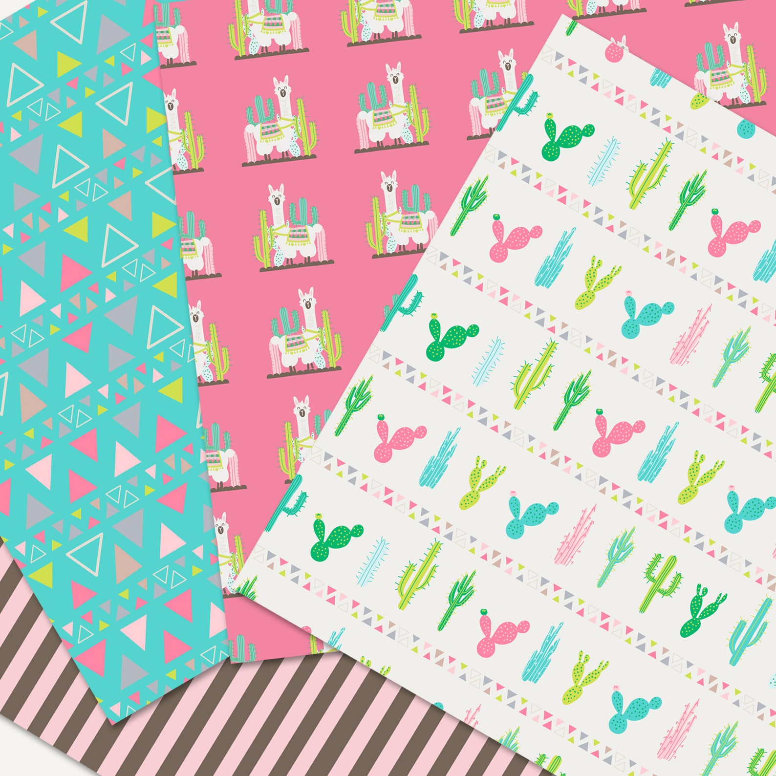 Llama Digital Paper Pack, Cactus Scrapbook Pages, Alpaca Patterns ...