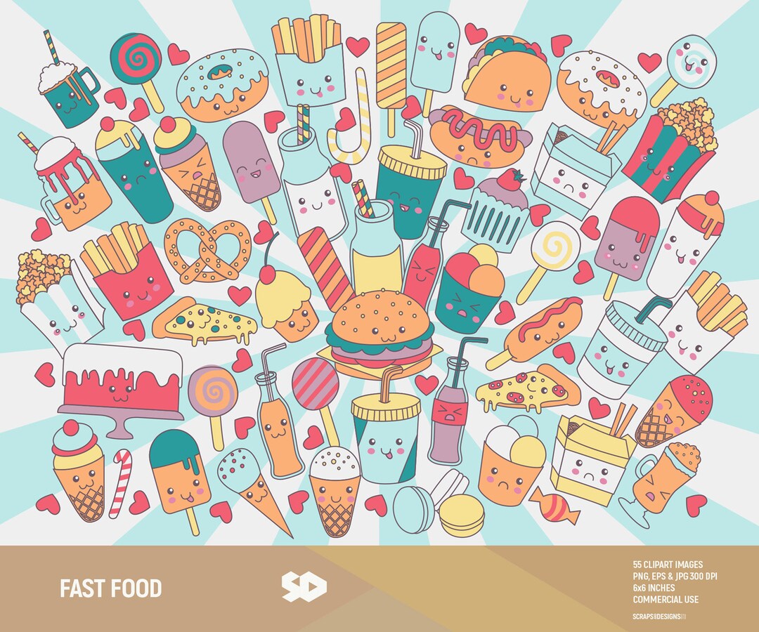 Fast Food Clipart, Food Clipart, Kawaii Clip Art Printables Ice-cream ...
