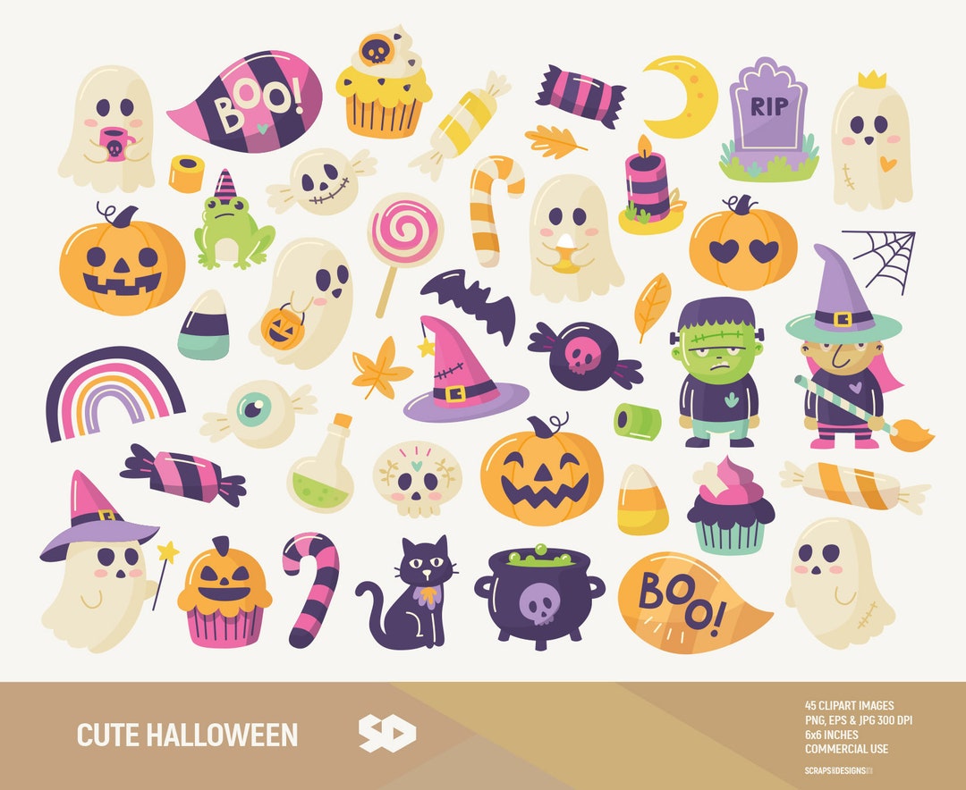 Cute Halloween Clipart, Pumpkin Clip Art, Trick or Treat, Autumn Fall ...