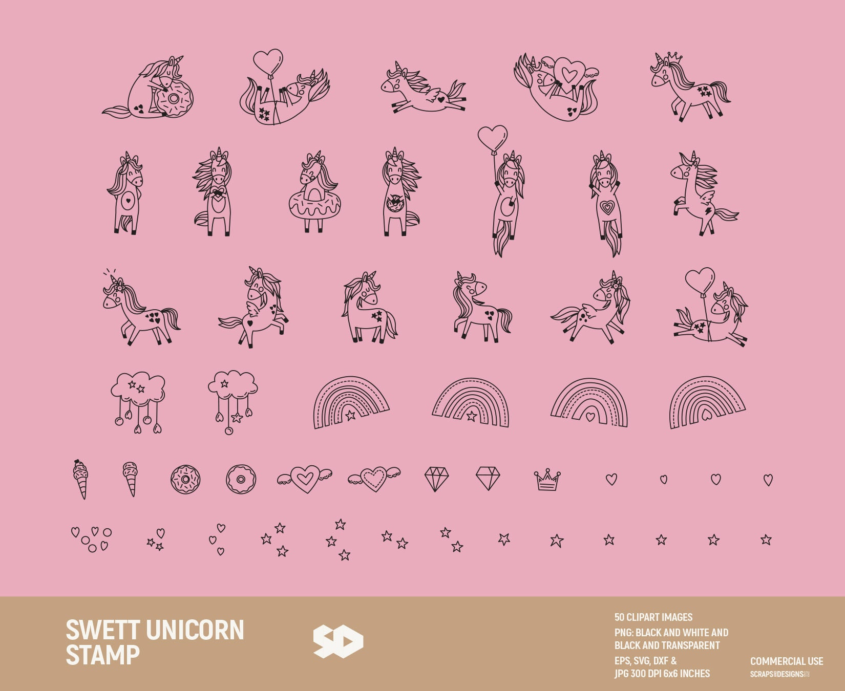Sweet Unicorn Clipart Bundle Rainbow Clip Art Digital Stamp - Etsy