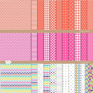 Essential Bright Colors Digital Paper Pack. 100 Papers. Patterns ...