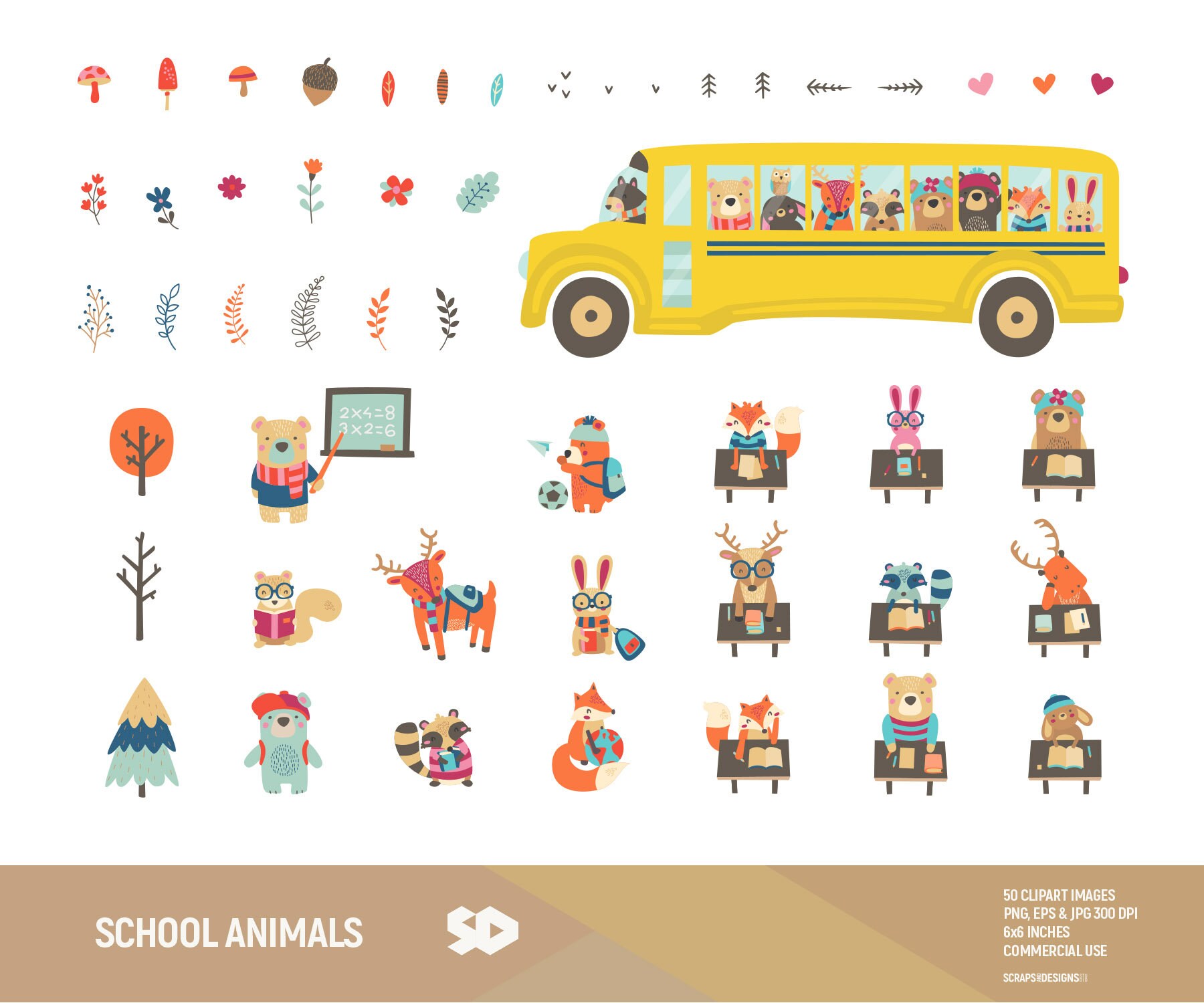 School Animals Clipart Back to School Woodland Clip Art - Etsy