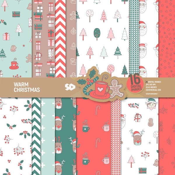 Christmas Digital Paper - Etsy