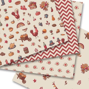 Thanksgiving Day Digital Paper. Turkey Fall Autumn Scrapbooking Pages ...