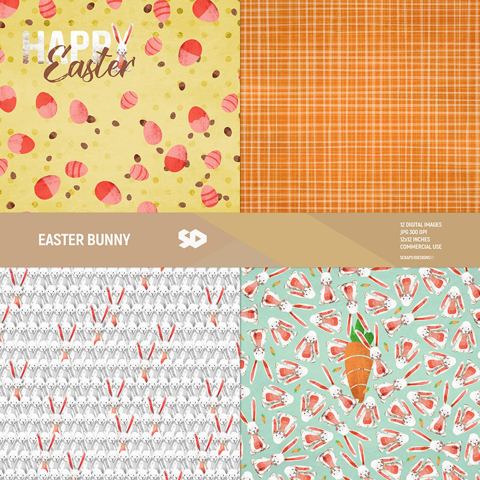Easter Digital Paper Pack Easter Scrapbook Pages - Etsy