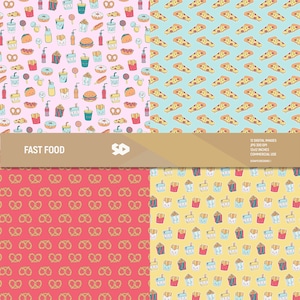 Fast Food Digital Paper Pack. Food Scrapbooking Pages, Kawaii ...